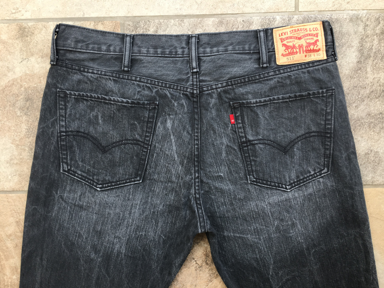 Mens Levi's 511 Slim Fit Washed Black Streaked Denim … - Gem