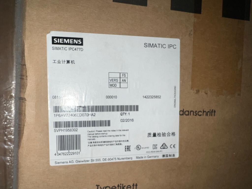 PANEL PC SIEMENS IPC477D 22" (6AV7240-6ED07-0HA2) - NEW ITEM | eBay