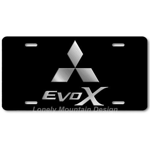 Mitsubishi EVO X Inspired Art on Black FLAT Aluminum Novelty License ...
