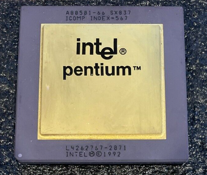 Vintage Intel Pentium A80501-66 Gold Ceramic CPU Processor SX837 | eBay