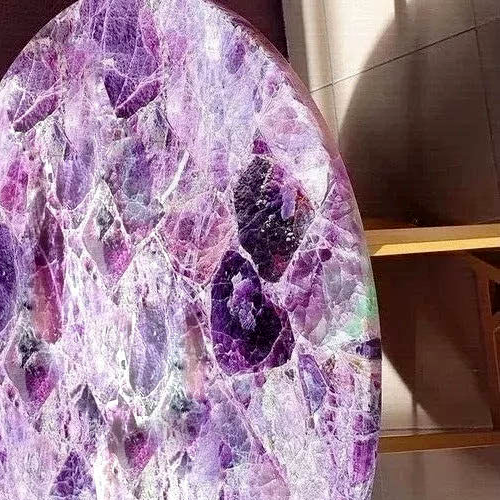 15" Round Amethyst Coffee Table Top Crystal Stone Random Design ...