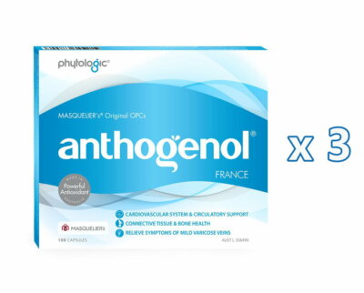3 x Anthogenol 100 Vegetarian Capsules with MASQUELIER’S Original OPCs ...
