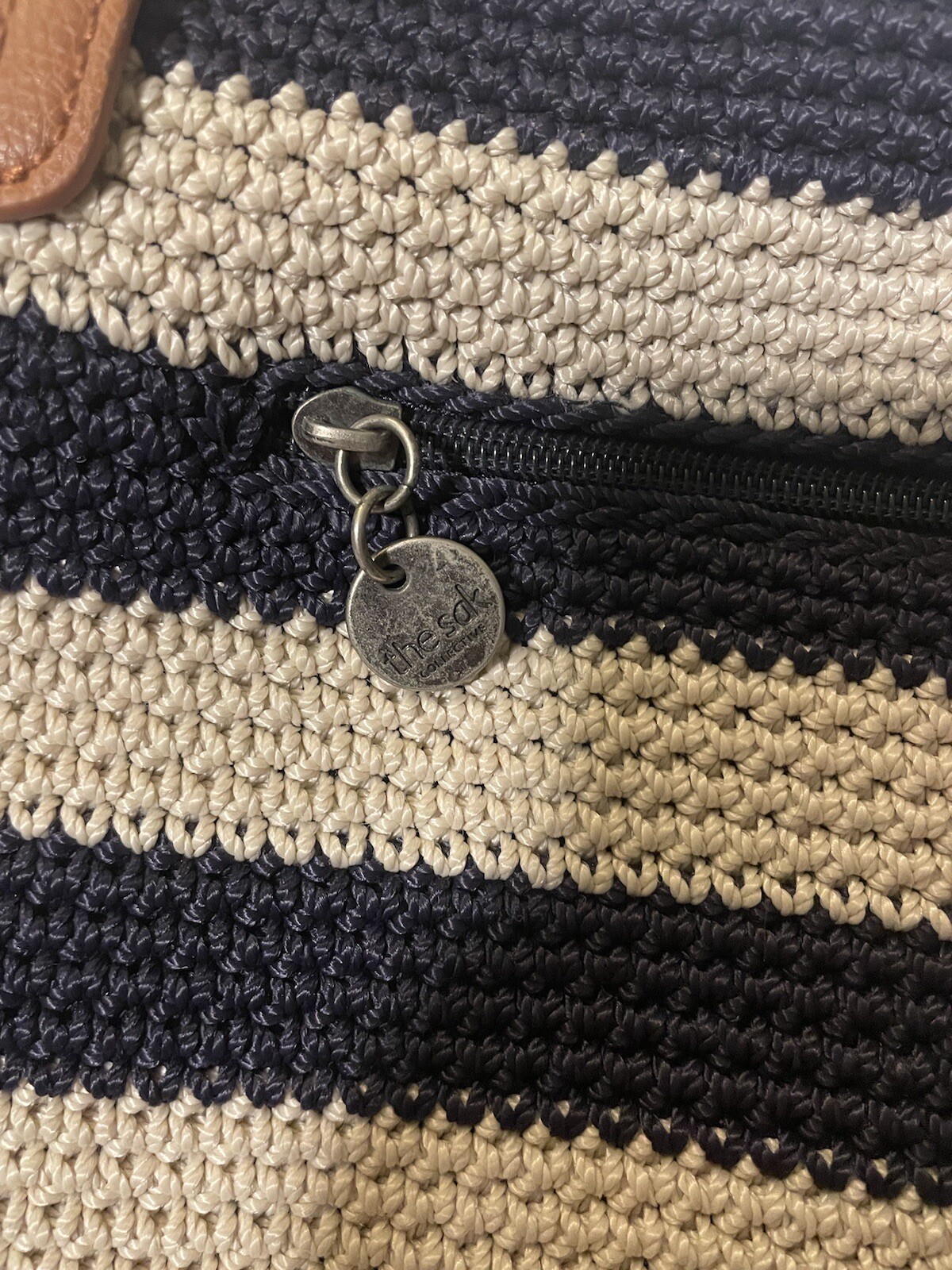 The Sak collective woven tote bag. Navy blue and cream. | eBay