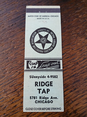 Vintage Matchbook: Ridge Tap, Chicago, IL | eBay