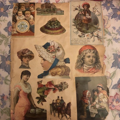 1800s Vintage Die Cut Scrapbook Page w/Beautiful Large Die Cuts on Both ...