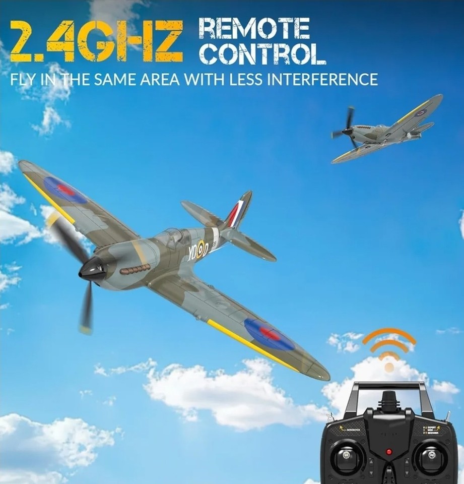 VOLANTEXRC RC Plane, 4 Channel Remote Control Airplane Fighter Spitfire ...