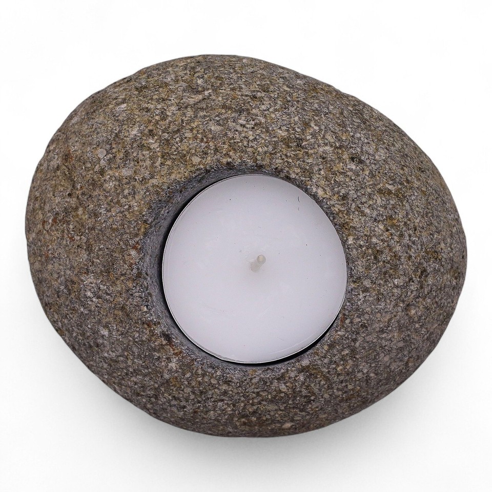 Natural Riverstone Candle Holder - Single Nightlight | eBay UK