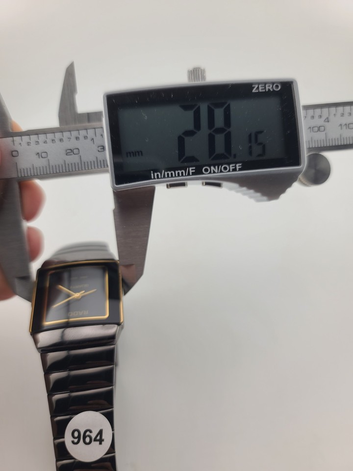 Vintage Rado Rectangular Quartz Watch Black Dial Gold Trim Swiss Design ...