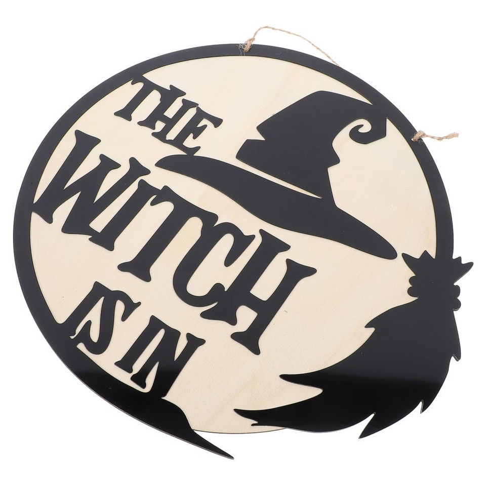 Halloween Door Hanging Sign Wooden Haunted House Witch Sign Halloween ...