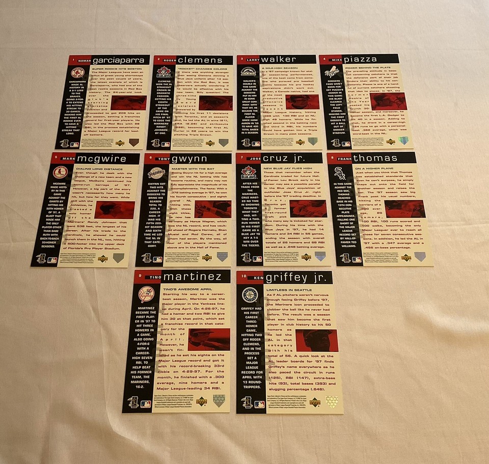 1998 Upper Deck Collectors Choice Cover Glory SET Griffey Thomas Piazza ...