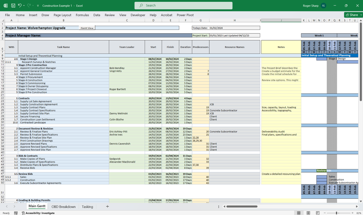 Excel Templates For Construction Project Management Project Management