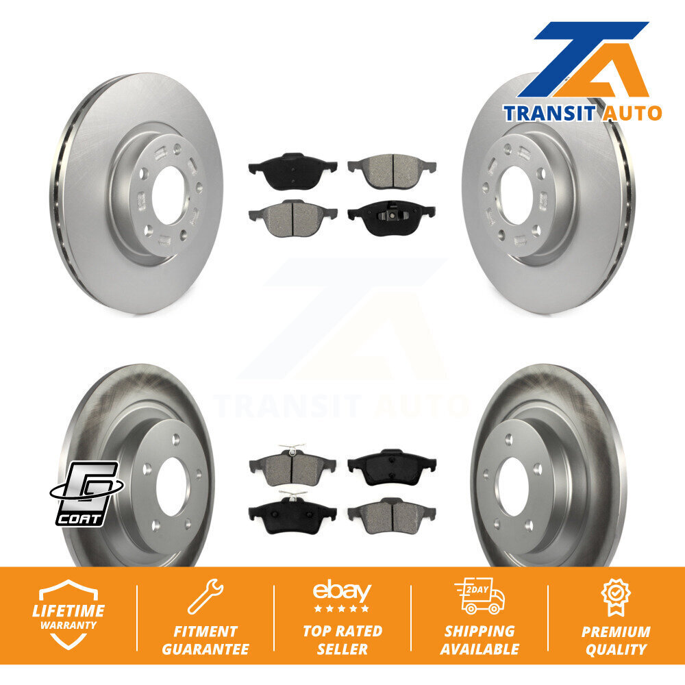 Coated Disc Brake Rotors And Semi-Metallic Pads Front Rear Kit For ...