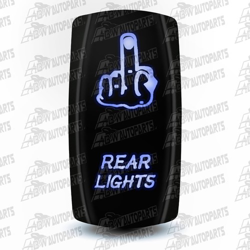 Blue Middle Finger Rear Light Rocker Switch Laser Etched LED 12V-24V ...