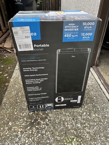 Midea Duo Smart Inverter Portable Air Conditioner (12,000 BTU cooling ...