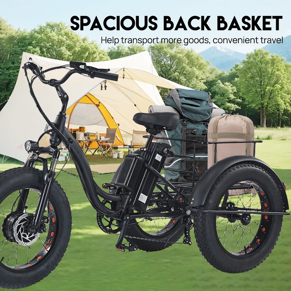 Electric Trike Tricycle 3 Wheeler Cycle 48V 1500W 10.4AH Scooter Bike E ...