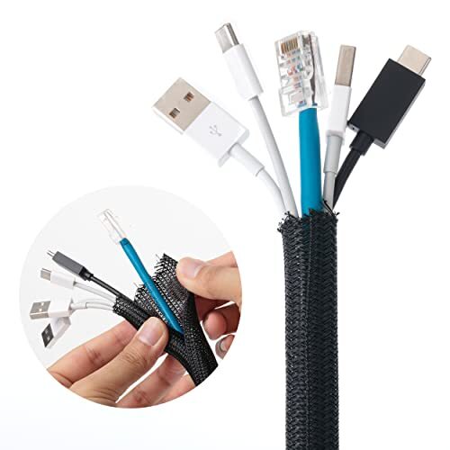 10Ft 1/2 Inch Split Cable Management Sleeve Wire Loom Mesh Wrap Cord ...