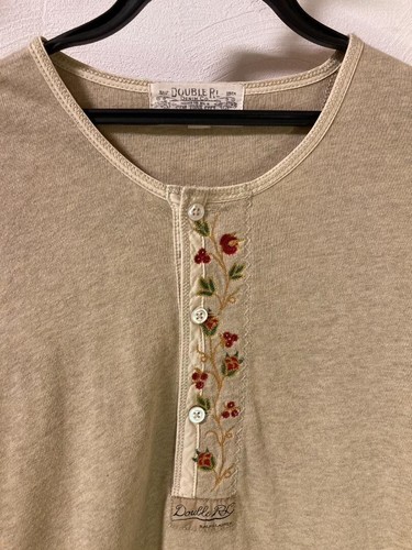 RRL Ralph Lauren Henley Sweatshirt Beige Embroidered Long Sleeve Size M ...