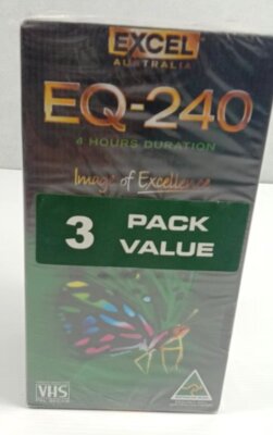 Excel EQ-240 Excel 4 Hour VHS Tape Brand New & Sealed 3 Pack + 1 extra ...