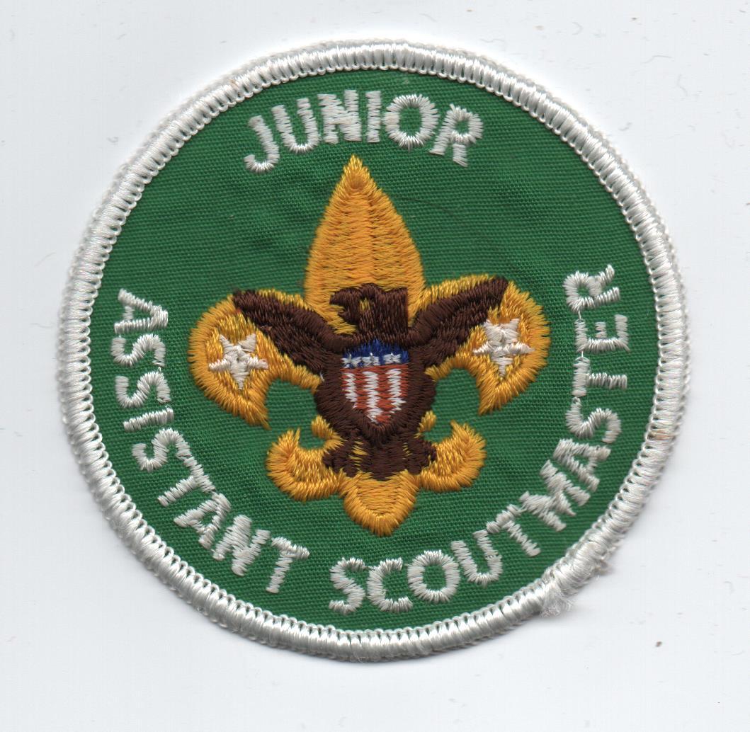 Junior Asst. Scoutmaster Patch (J11 1972-89), White Brd, Green Bkgd ...