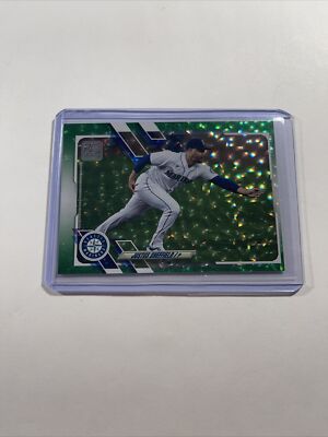 ERROR MISCUT! 2021 Topps Series 1 JUSTUS SHEFFIELD Green Ice Foil SP ...