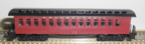 N—ROUNDHOUSE 88001 50' OVERLAND PRR PASSENGER COACH #710 w/MTL TRUCKS ...