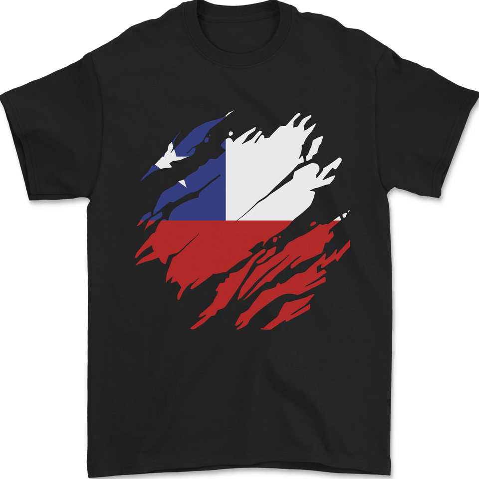 Torn Chile Flag Chilean Day Football Mens T-Shirt 100% Cotton | eBay