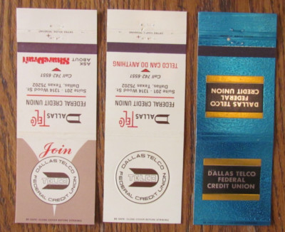 JEWEL MATCHBOOK COVERS: DALLAS TELCO CREDIT UNION DALLAS, TEXAS ...