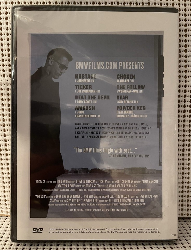 BMW Films Presents, The Hire: A Series of 8 Short Films (DVD) BRAND NEW ...