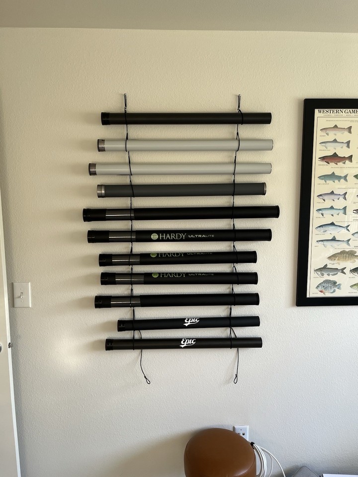 FLY ROD TUBE STORAGE RACK FOR WALL & CLOSET, PORTABLE, PACKABLE ...