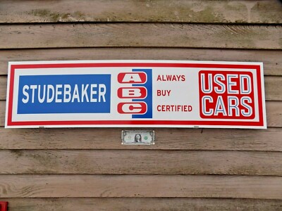 NEW! 1960-ish STUDEBAKER DEALER/USED CARS SALES 3 COLOR SIGN/GARAGE ...