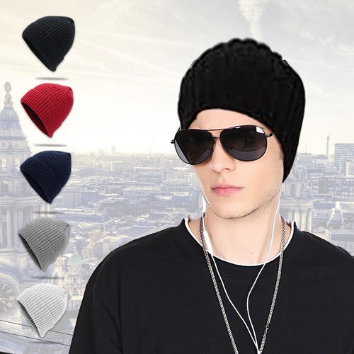 Thick Ski Winter Warm Hip-Hop Knitting Cap Women Men Unisex Plain ...