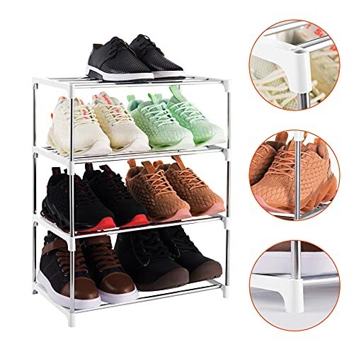 4-Tier Stackable Small Shoe Rack, Lightweight Shoe Shelf Storage ...