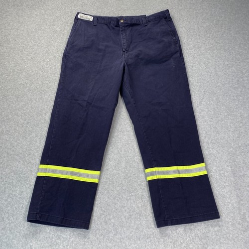 Workrite Mens FR Pants 42x31 Relaxed Blue Flame Resistant Hivis Strap ...
