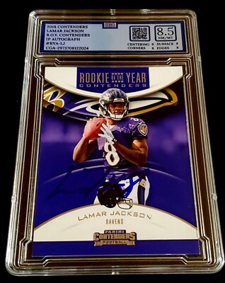 Lamar Jackson Autograph 2018 Contenders ROY #RYA-LJ Rookie Auto COA 8.5 ...