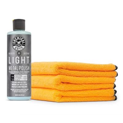 Chemical Guys - Light Metal Polish 16 oz & Microfiber Towels 16" x 16 ...