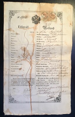 passport vintage Austro-Hungary 1850. year (10.) | eBay