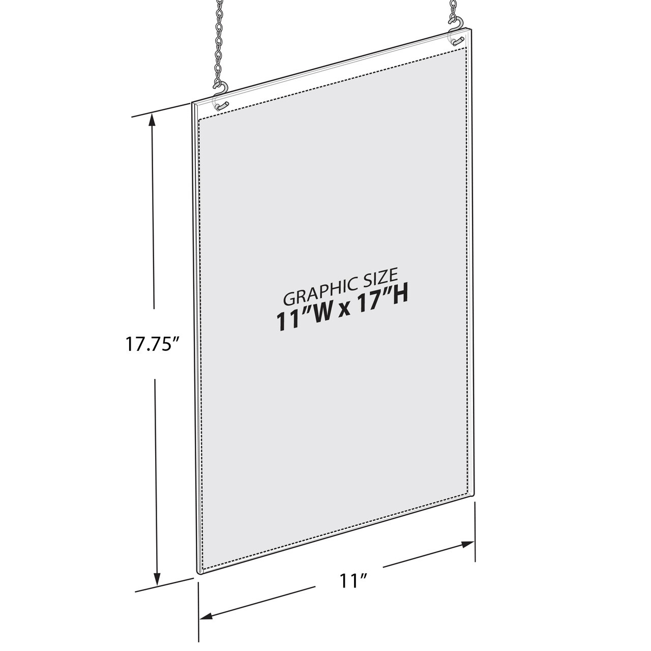 Azar Displays Clear Acrylic Hanging Ceiling Poster Frame 11" Wide X 17 ...