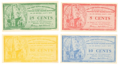 1948 First Dutch Reformed Church New York Scrip Set of 4 50c-5c notes ...