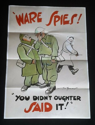 1942 WWii USA AMERICA SPIES LOOSE TALK SPY ARMY SOLDIER WAR PROPAGANDA ...