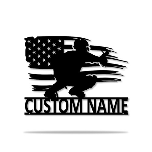 Personalized US Baseball Catcher Metal Signs, Custom Baseball Wall Art ...