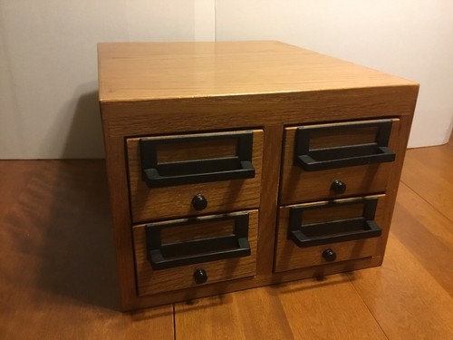 Modern Vintage Library Card Catalog Index File Cabinet 4-Drawer Table ...
