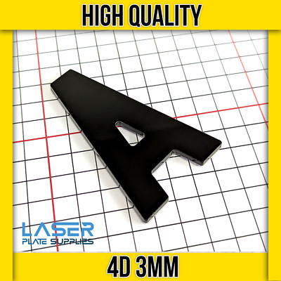 4D / 3D LASER CUT Number Plate Letters/Characters- 3mm Gloss Black Self ...