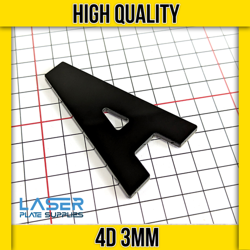4D / 3D LASER CUT Number Plate Letters/Characters- 3mm Gloss Black Self ...