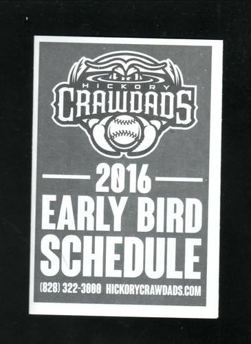 Hickory Crawdads--2016 Early Bird Pocket Schedule--Deluxe Printing ...