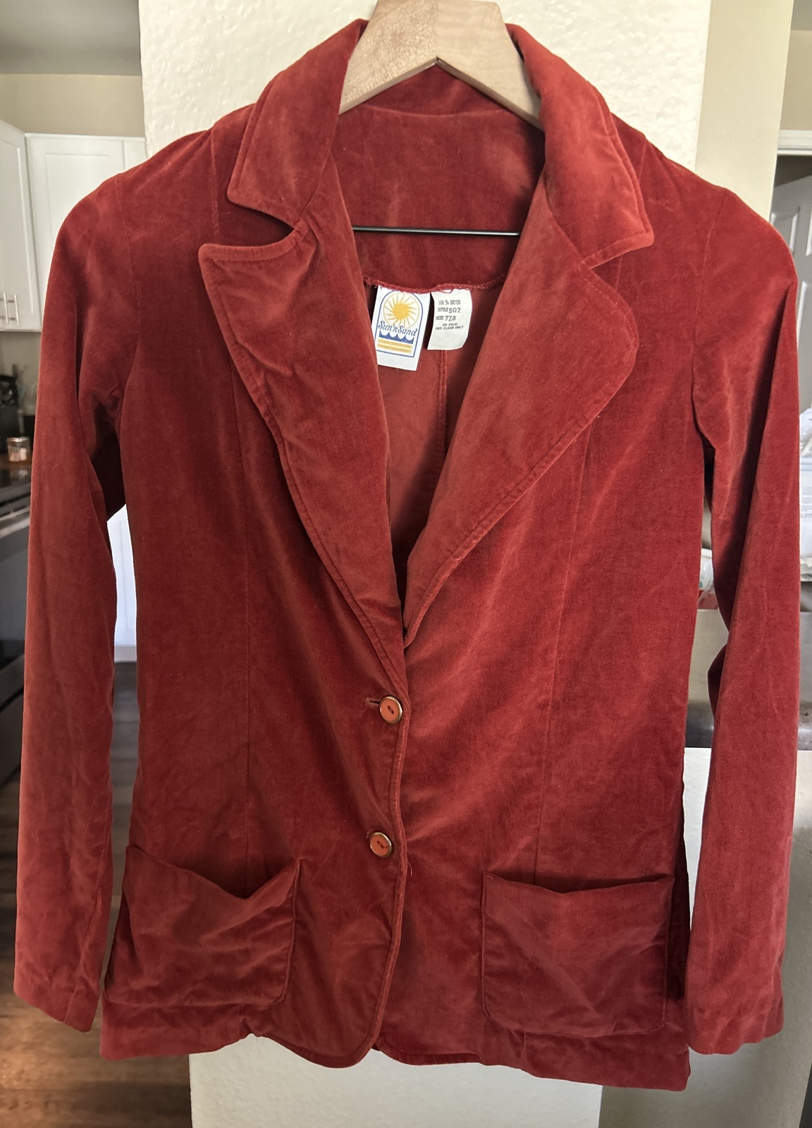 Vintage Y2K Sun’n Sand Velvet Jacket Cotton Burnt Orange Red S/M Fitted ...