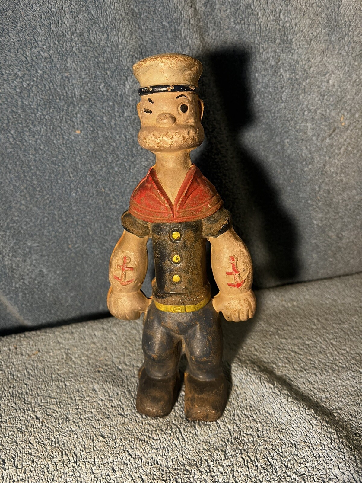 Vintage Popeye The Sailor Man Hand-Painted Cast Iron Still Bank Figure ...