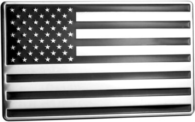 USA American Embossed Stainless Steel Metal Flag 5"x3" Black & Chrome ...