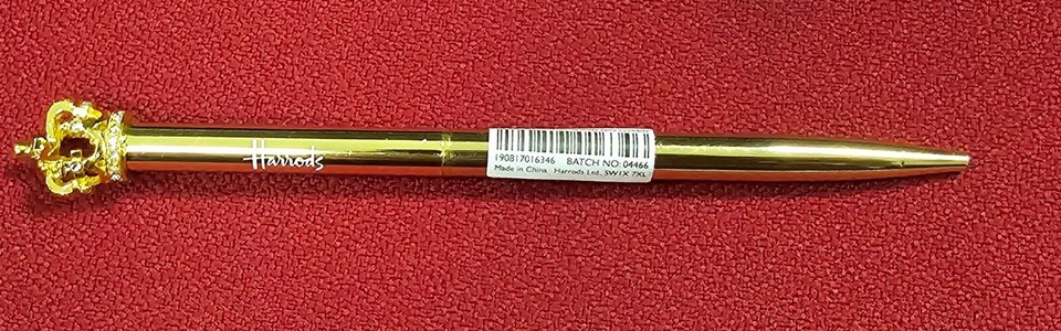 NEW HARRODS Gold CROWN PEN with Crystals - Ballpoint - Black ink | eBay