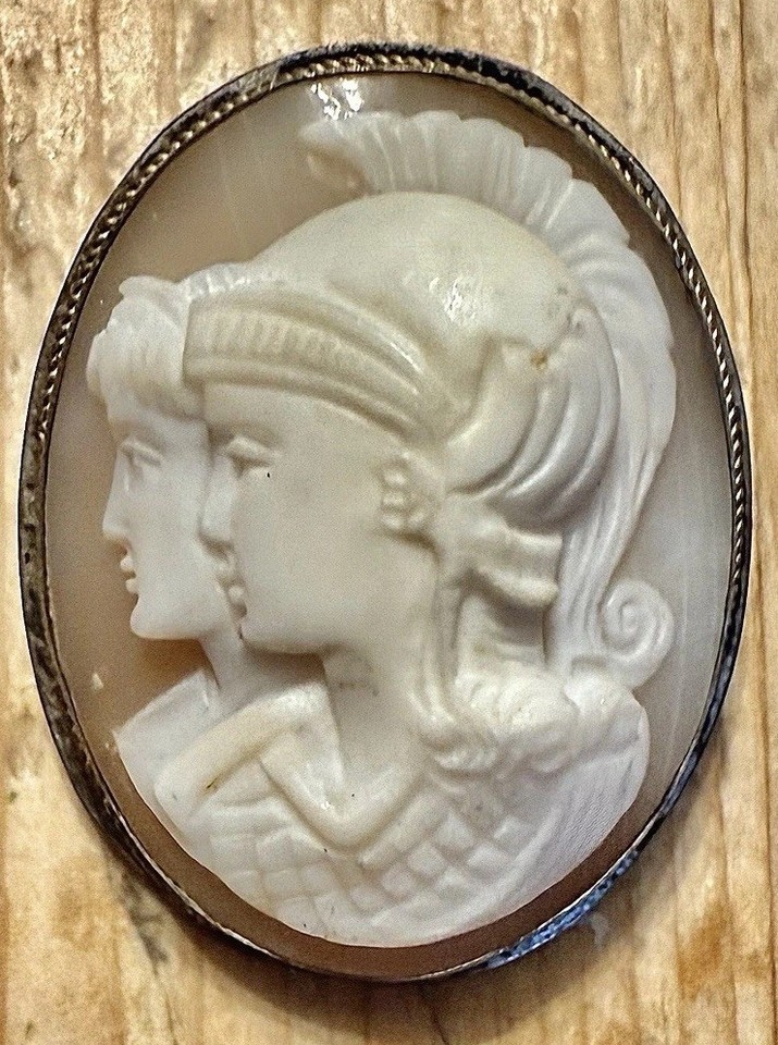 RARE Double Profile Victorian Italian Shell Cameo Athena & Youth Brooch ...