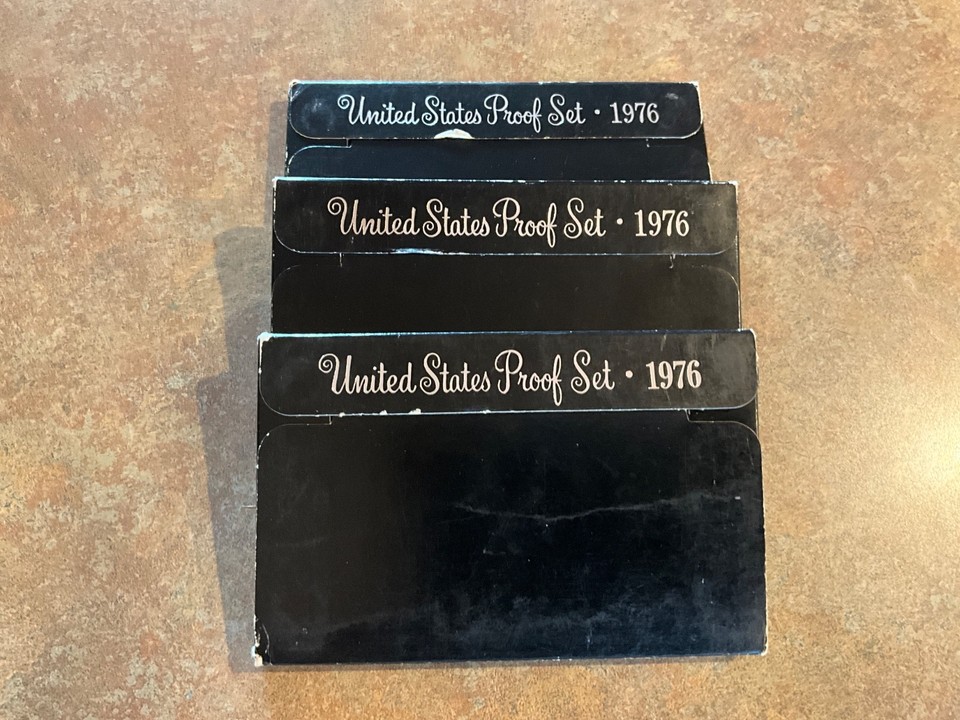 Lot of (3) 1976-S US Proof Sets - Complete OGP Black Boxes ...
